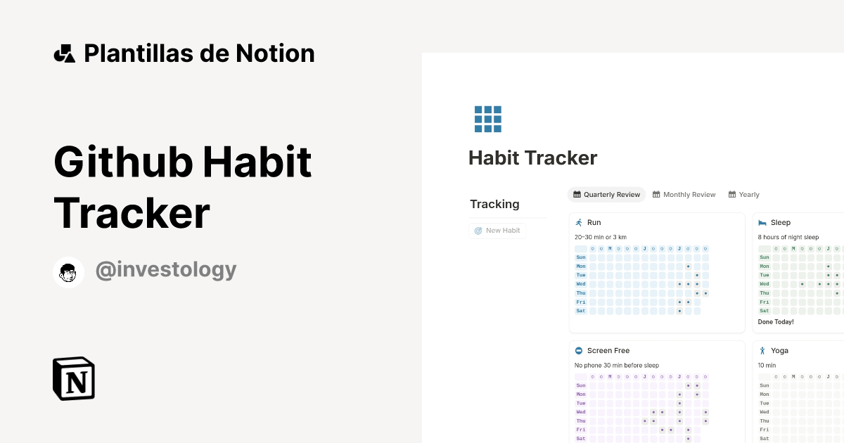 Plantilla Github Habit Tracker | Notion Marketplace