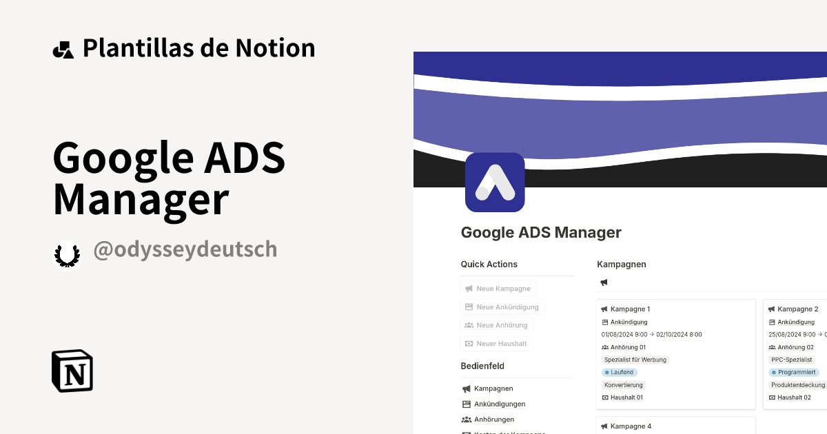Plantilla Google ADS Manager | Notion Marketplace