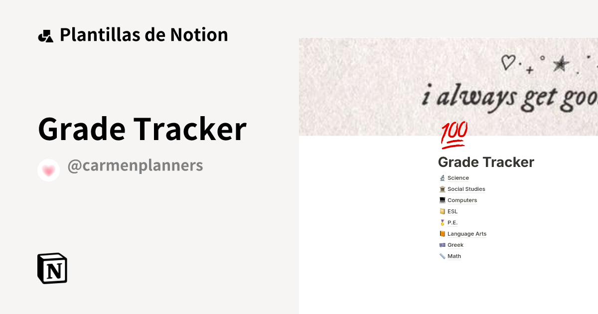 Plantilla Grade Tracker | Notion Marketplace