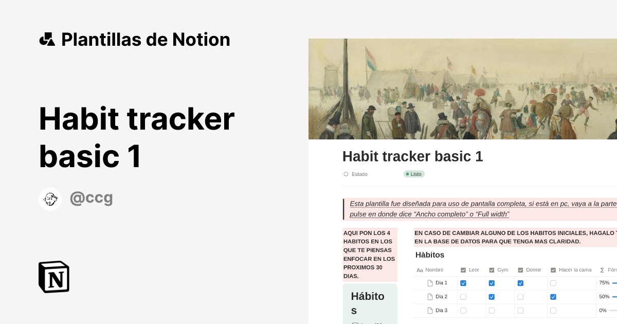 Plantilla Habit tracker basic 1 de CCG Legacy | Notion Marketplace