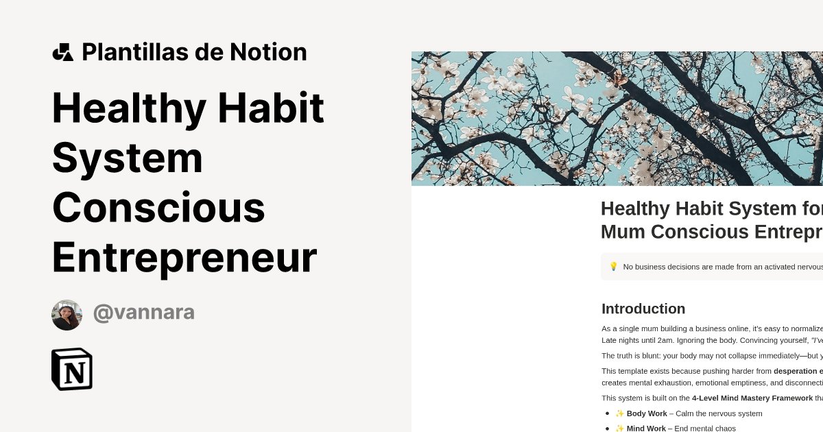 Plantilla Healthy Habit System Conscious Entrepreneur de Vannara Loch ...