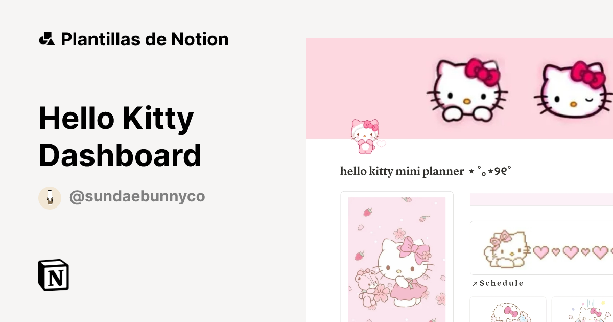 Plantilla Hello Kitty Dashboard | Notion Marketplace