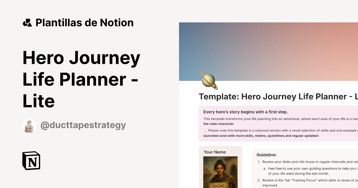 Plantilla Hero Journey Life Planner - Lite | Notion Marketplace