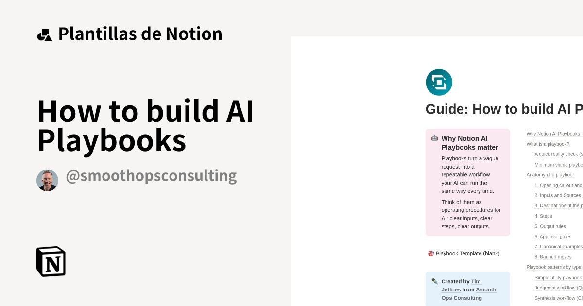 Plantilla How to build AI Playbooks de Smooth Ops Consulting | Notion ...
