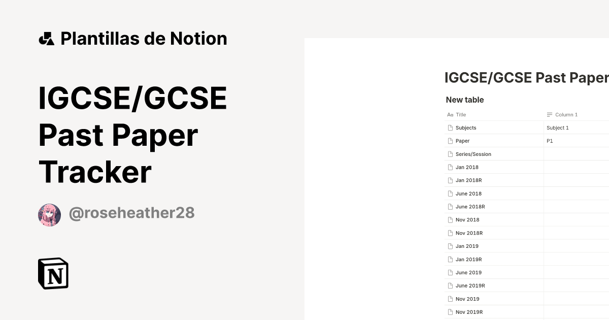 Plantilla IGCSE/GCSE Past Paper Tracker | Notion Marketplace