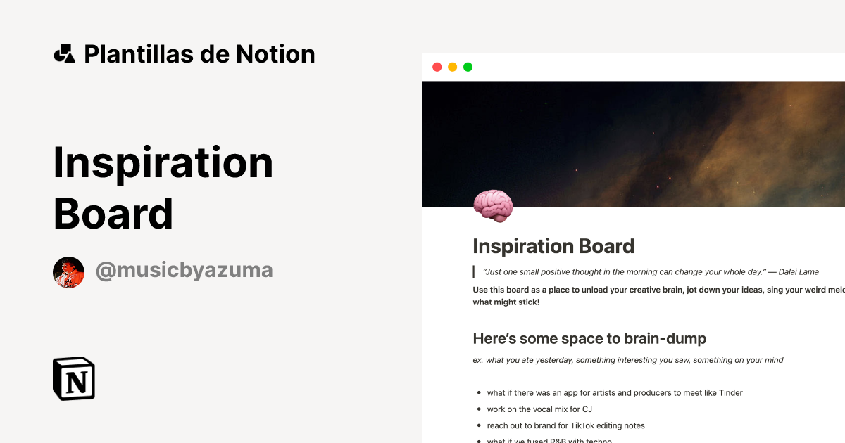 Plantilla Inspiration Board | Notion Marketplace