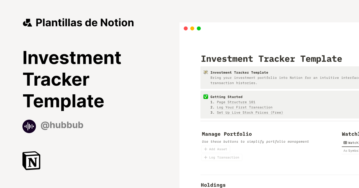 Plantilla Investment Tracker Template | Notion Marketplace