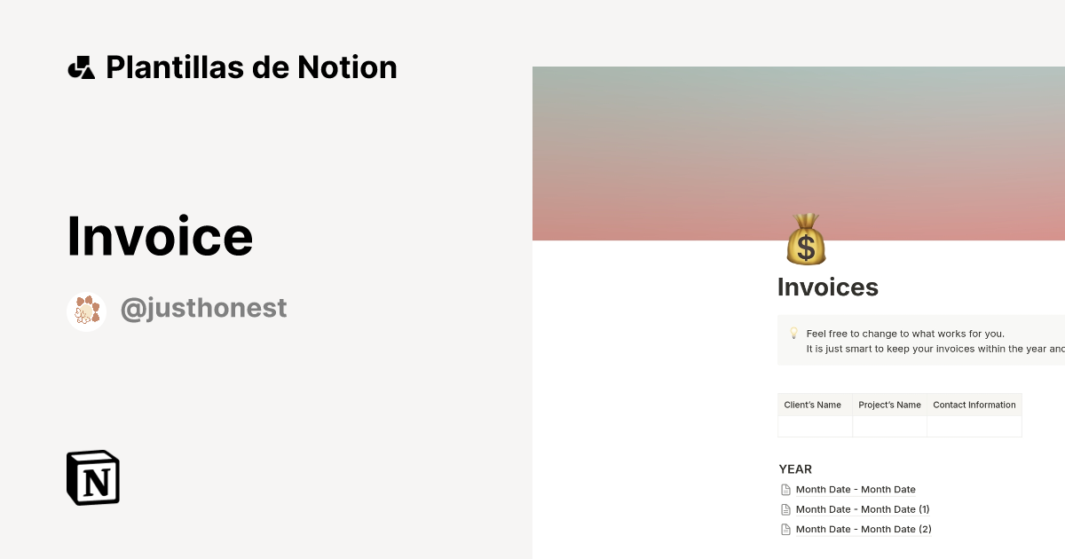Plantilla Invoice | Notion Marketplace