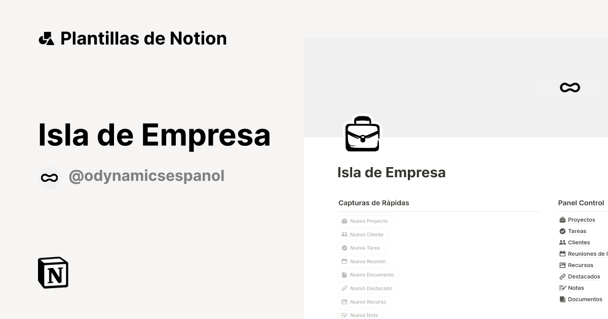 Plantilla Isla de Empresa de O2 Dynamics | Notion Marketplace
