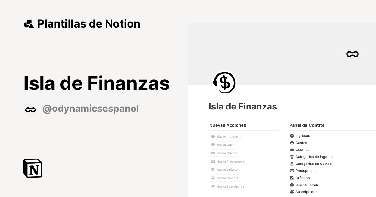 Plantilla Isla de Finanzas de O2 Dynamics | Notion Marketplace