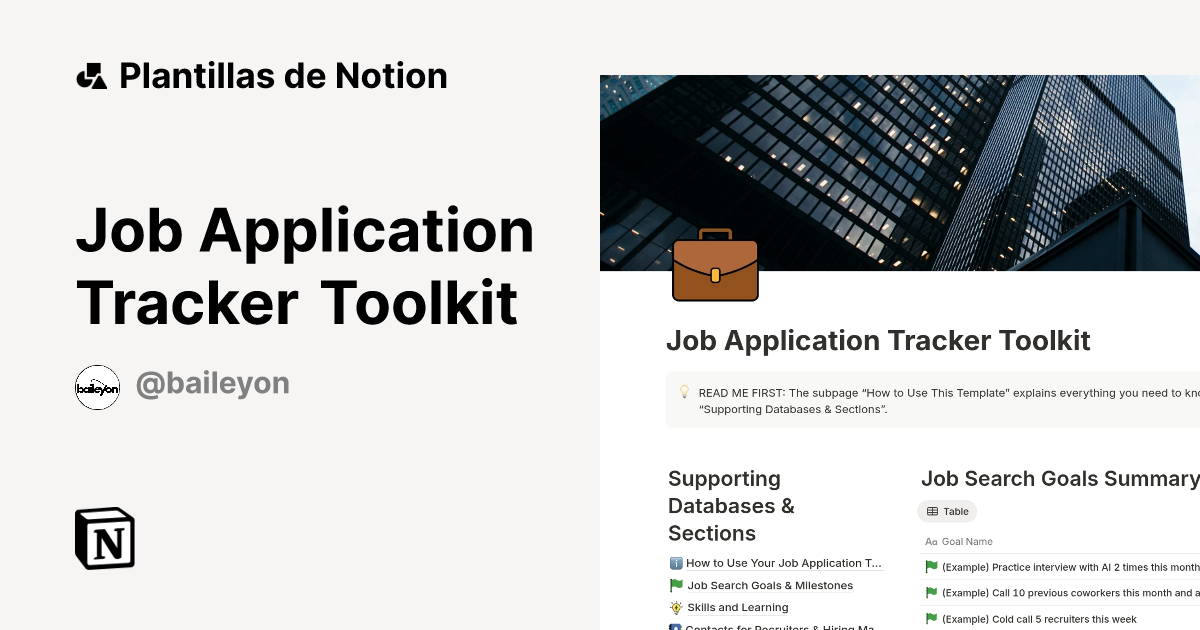Plantilla Ultimate Job Application Tracker Toolkit | Notion Marketplace