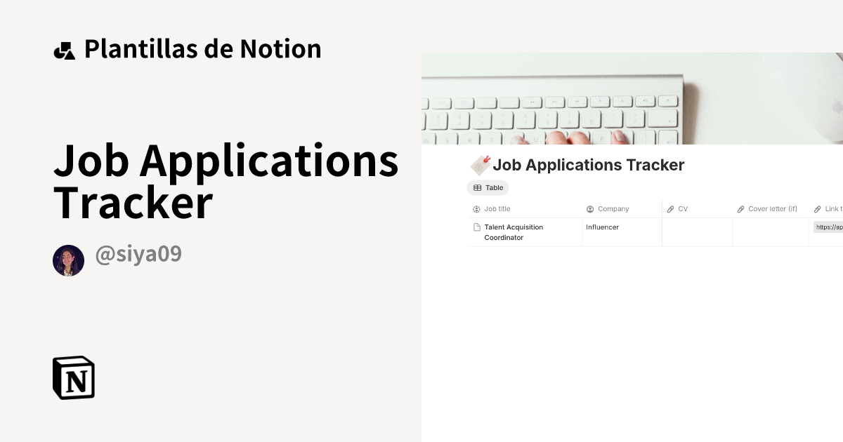 Plantilla Job Applications Tracker | Notion Marketplace