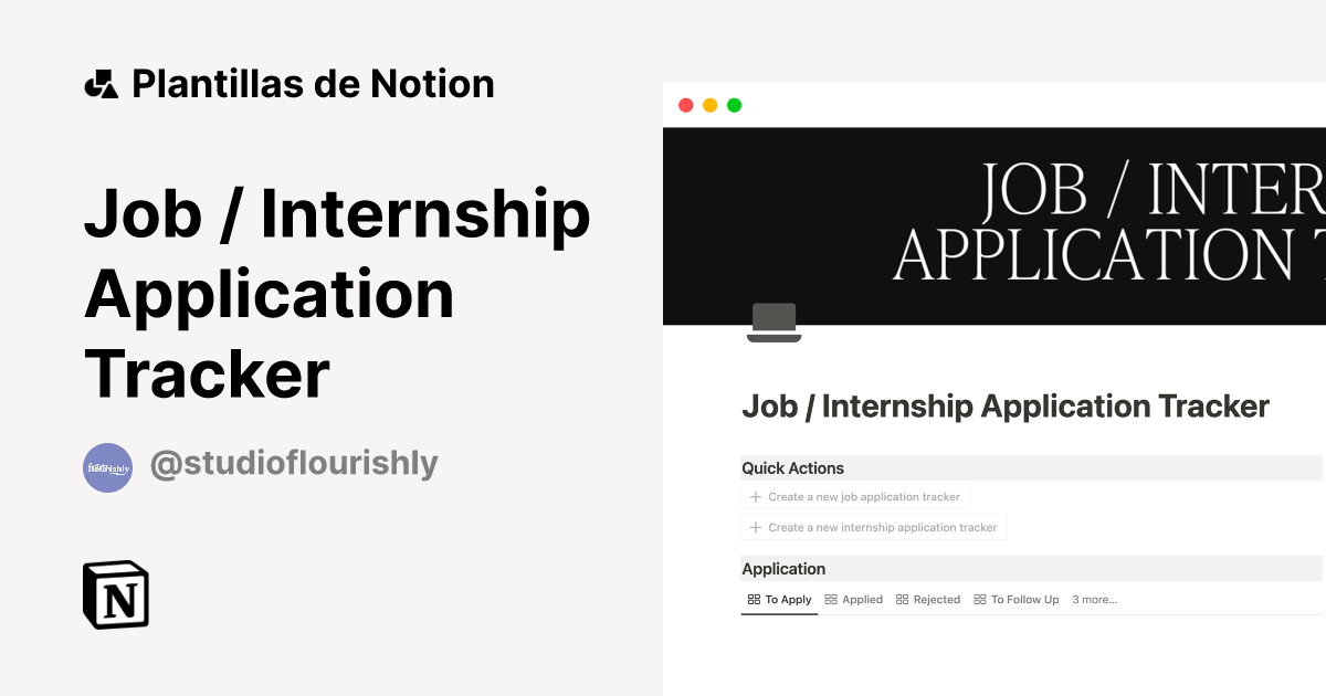 Plantilla Job / Internship Application Tracker | Notion Marketplace