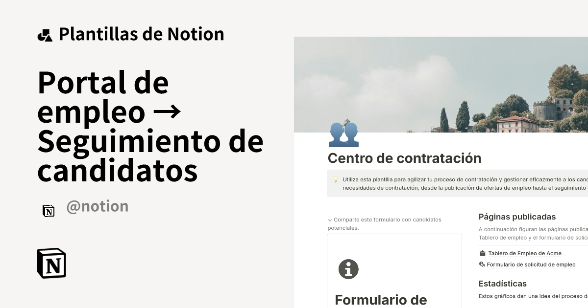 Plantilla Portal de empleo → Seguimiento de candidatos 2025 | Notion Marketplace