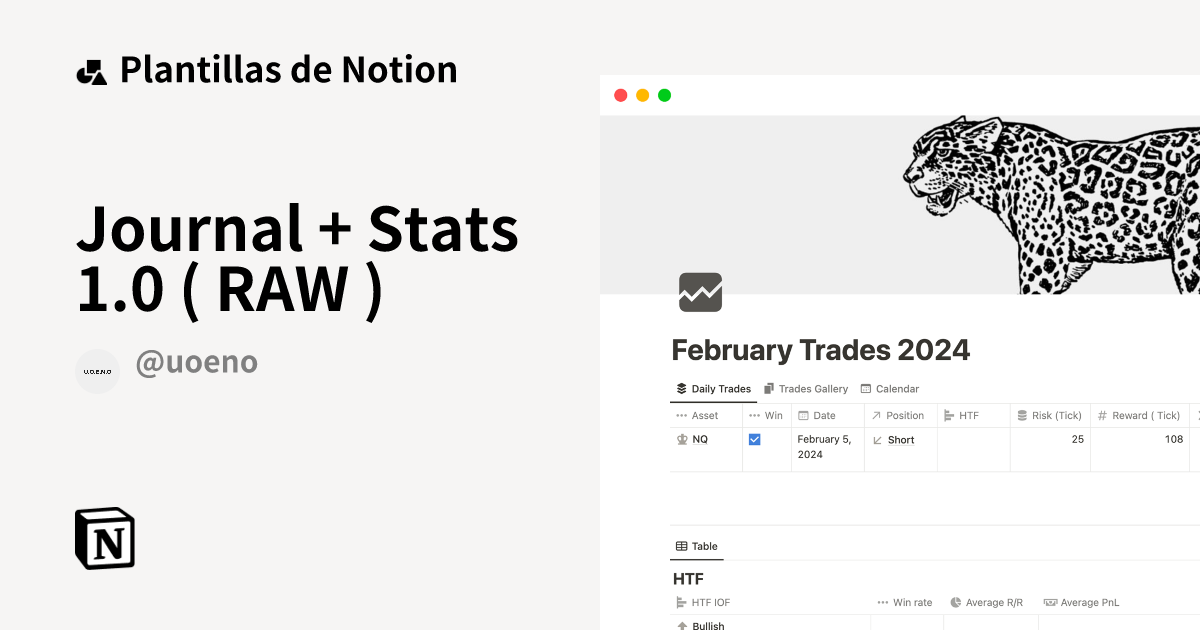 Plantilla Journal + Stats 1.0 ( RAW ) de Uoeno | Notion Marketplace