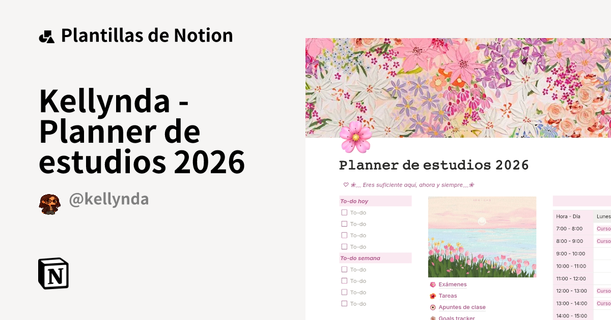 Plantilla Kellynda - Planner de estudios 2026 de For Girls by Kellynda ...