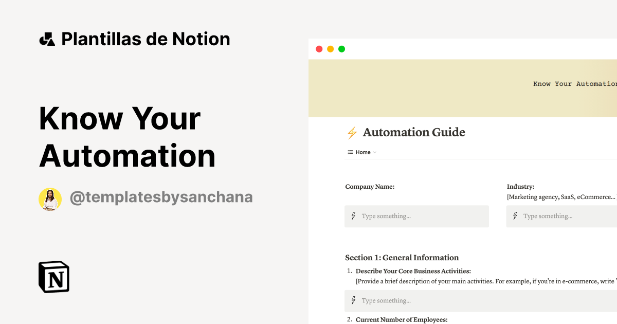 Plantilla Know Your Automation | Notion Marketplace