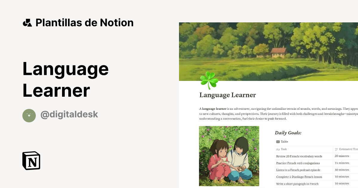 Plantilla Language Learner | Notion Marketplace