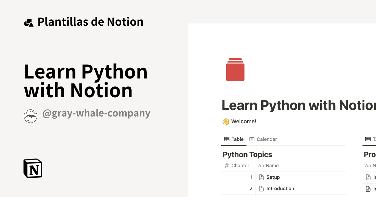 Plantilla Learn Python with Notion | Notion Marketplace