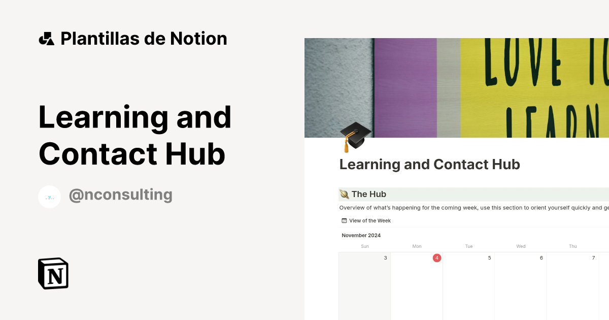 Plantilla Learning and Contact Hub de NConsulting | Notion Marketplace