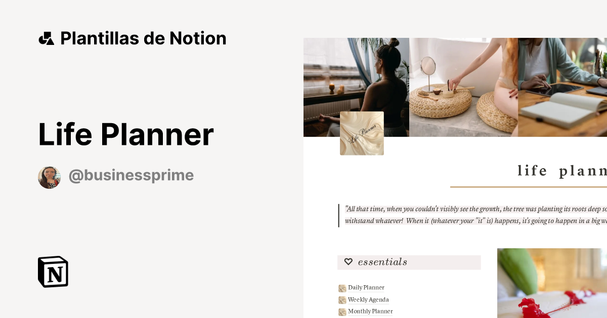 Plantilla Life Planner de Sarah Moradi | Notion Marketplace
