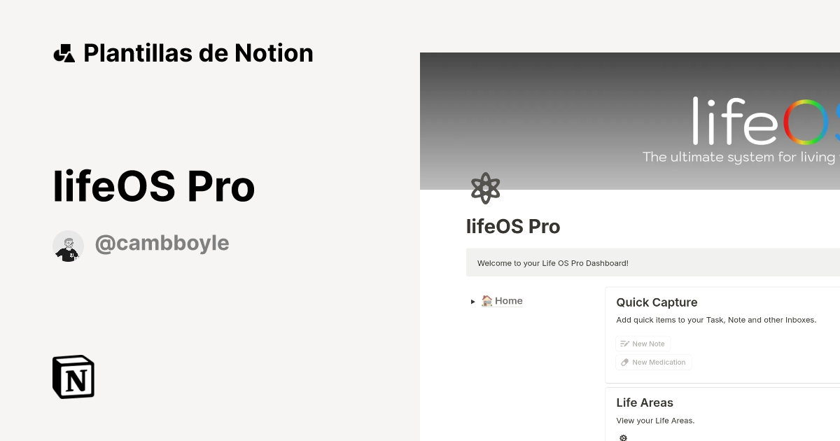 Plantilla lifeOS Pro de Cameron Boyle | Notion Marketplace