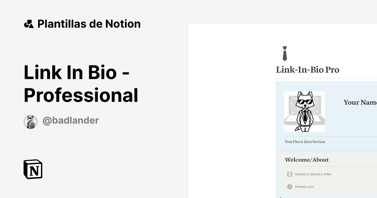 Plantilla Link In Bio - Professional | Notion Marketplace