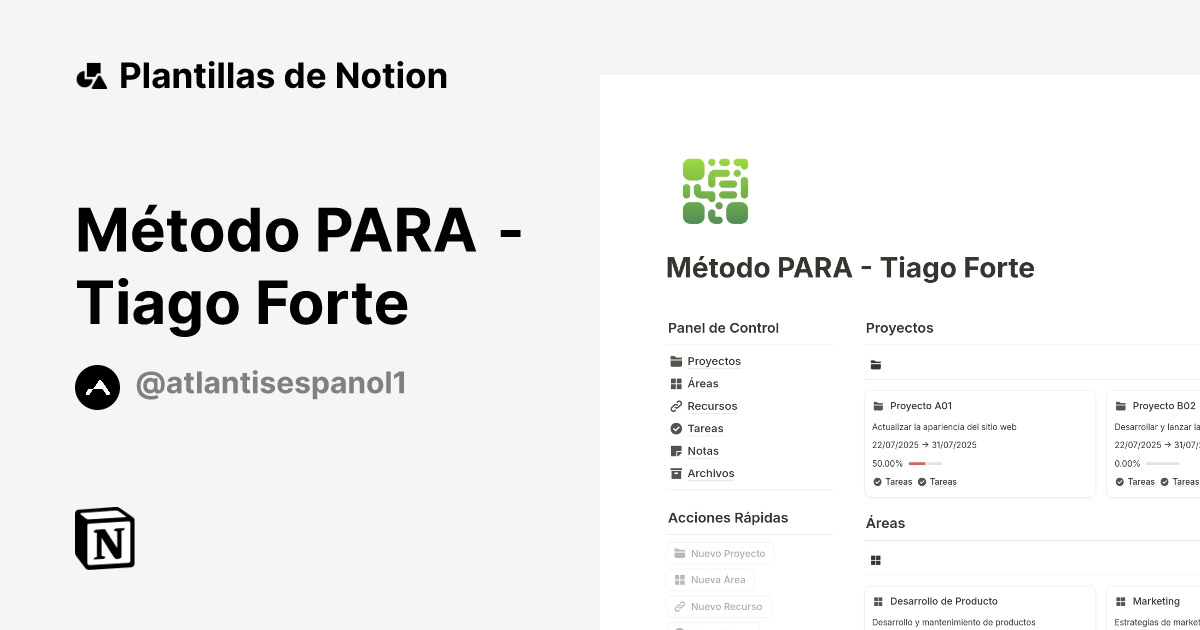 Plantilla Método PARA - Tiago Forte | Notion Marketplace