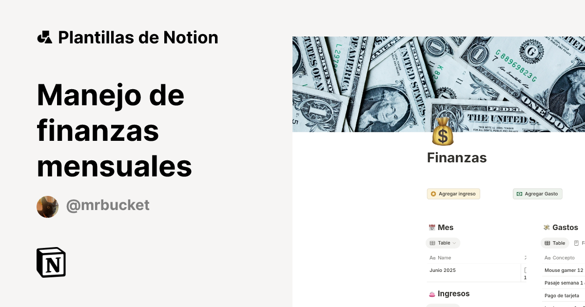 Plantilla Manejo de finanzas mensuales | Notion Marketplace