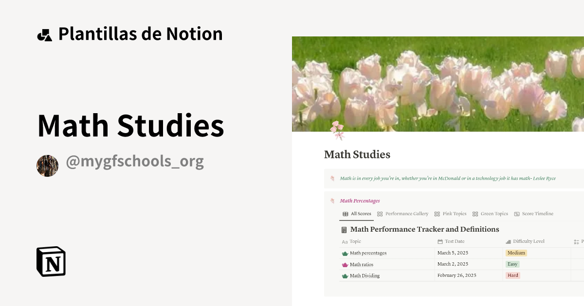 Plantilla Math Studies | Notion Marketplace