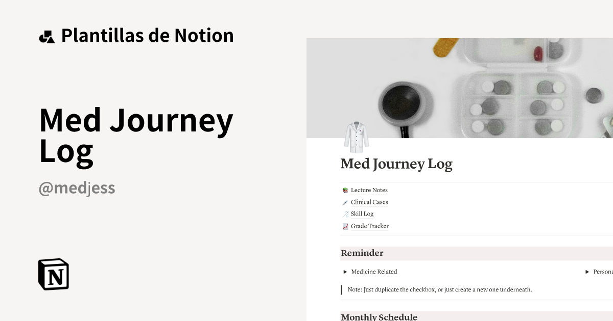Plantilla Med Journey Log | Notion Marketplace