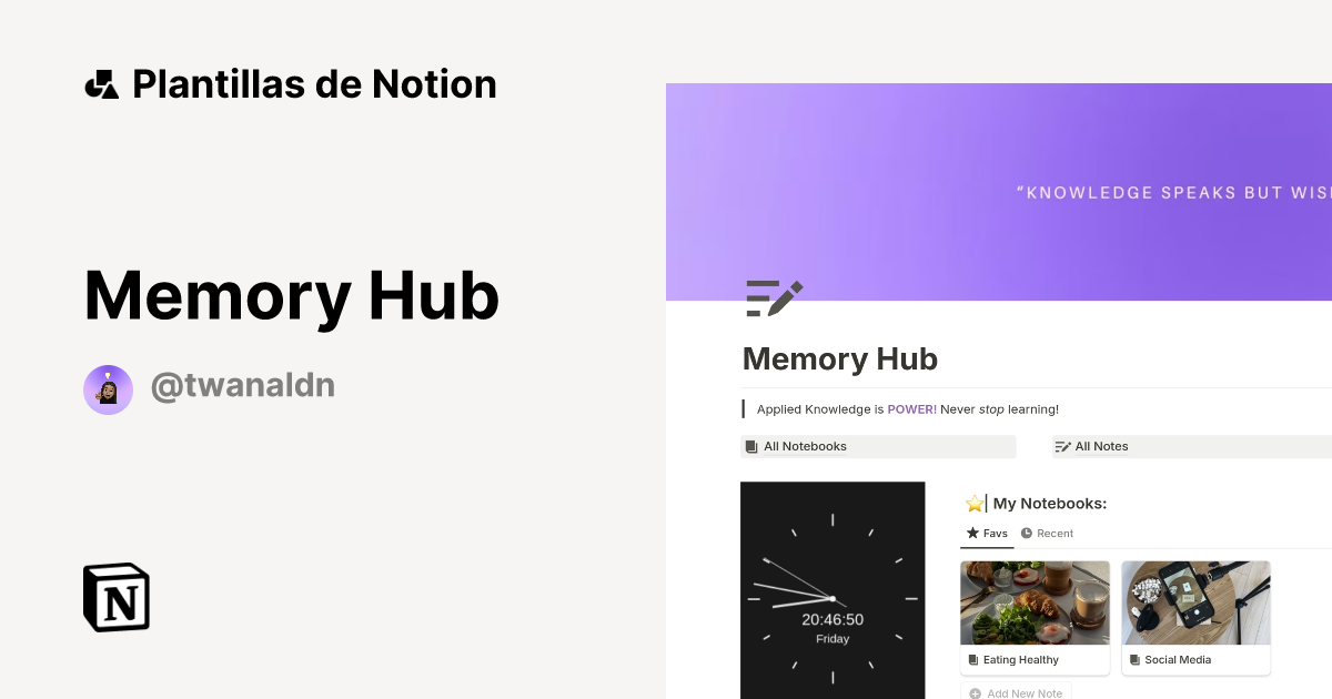 Plantilla Memory Hub | Notion Marketplace