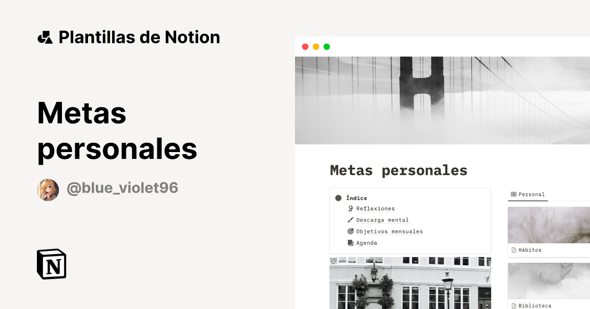 Plantilla Metas personales de Notion Shelf | Notion Marketplace