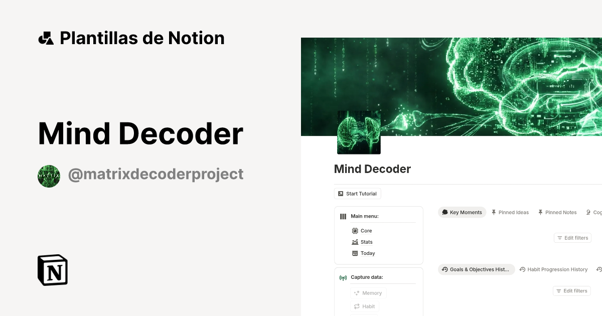 Plantilla Mind Decoder de Matrix Decoder Project | Notion Marketplace