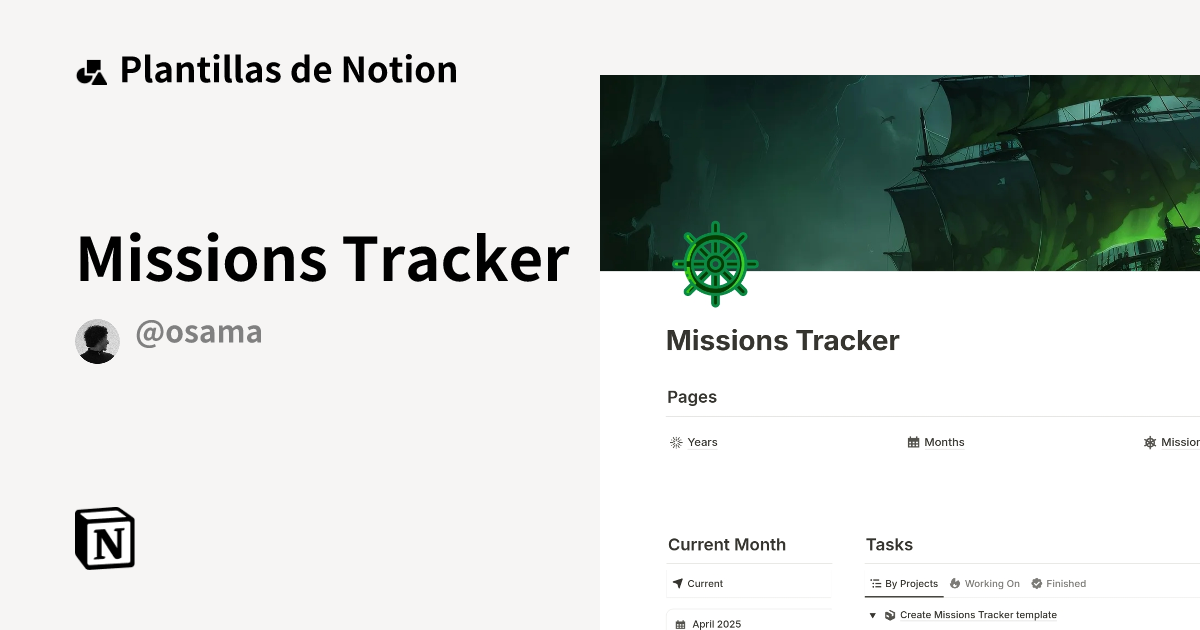 Plantilla Missions Tracker | Notion Marketplace