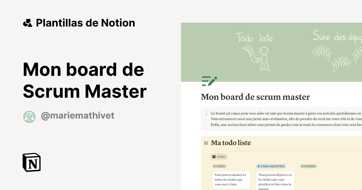 Plantilla Mon board de Scrum Master de Marie Mathivet | Notion Marketplace