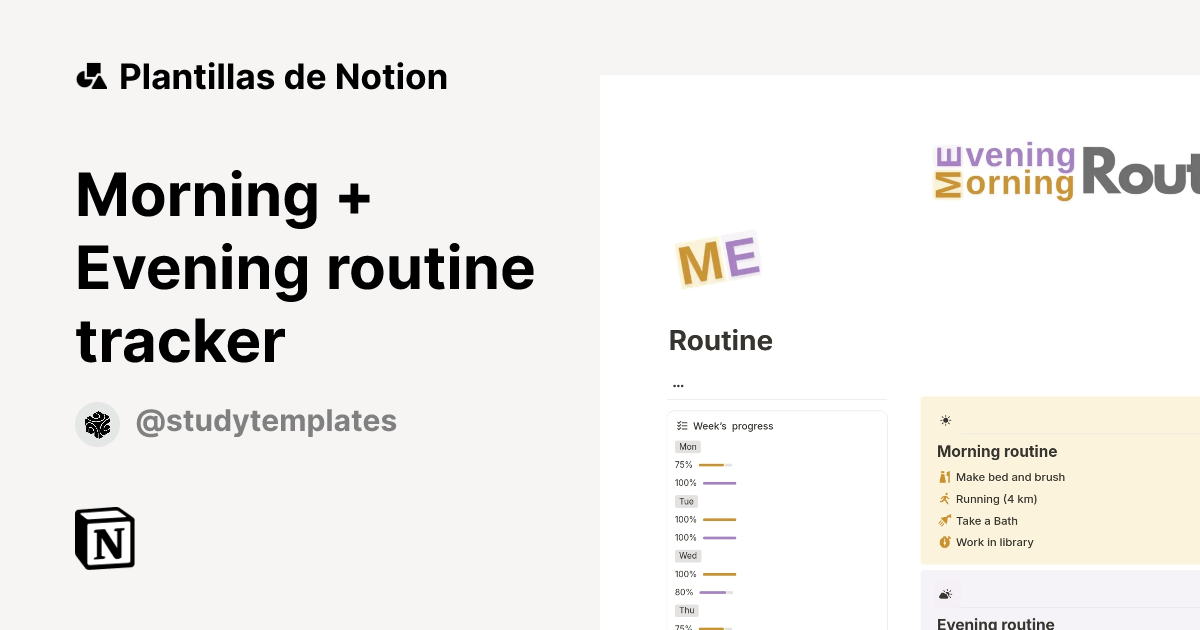 Plantilla Morning + Evening routine tracker de Cyber templates | Notion ...