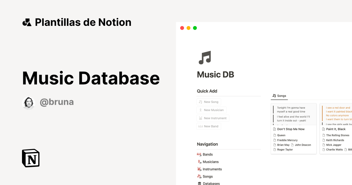 Plantilla Music Database | Notion Marketplace
