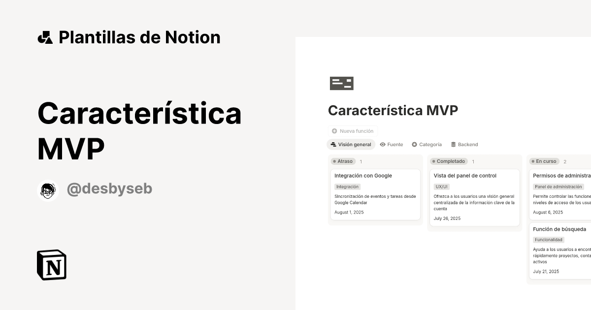 Plantilla MVP Feature | Notion Marketplace