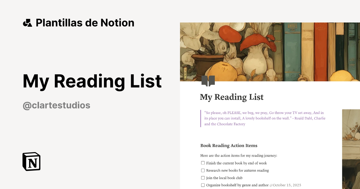 Plantilla My Reading List | Notion Marketplace