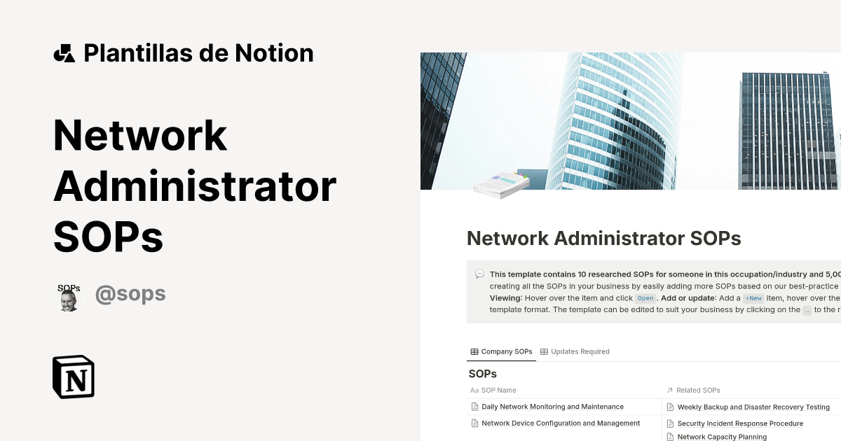 Plantilla Network Administrator SOPs | Notion Marketplace