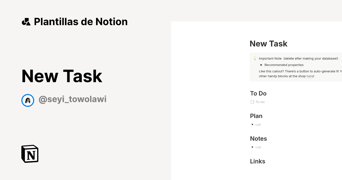 Plantilla New Task | Notion Marketplace