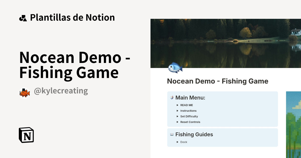 Plantilla Nocean Demo - Fishing Game de Kyle Is Creating | Notion ...