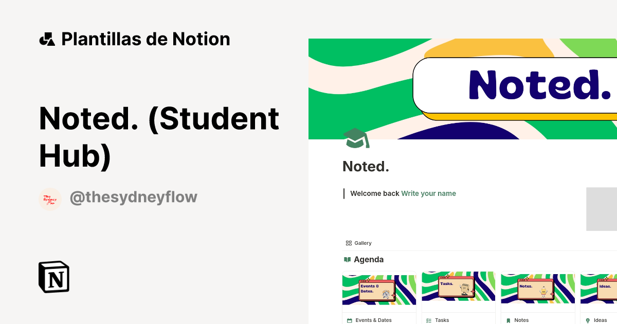 Plantilla Noted. (Student Hub) | Notion Marketplace