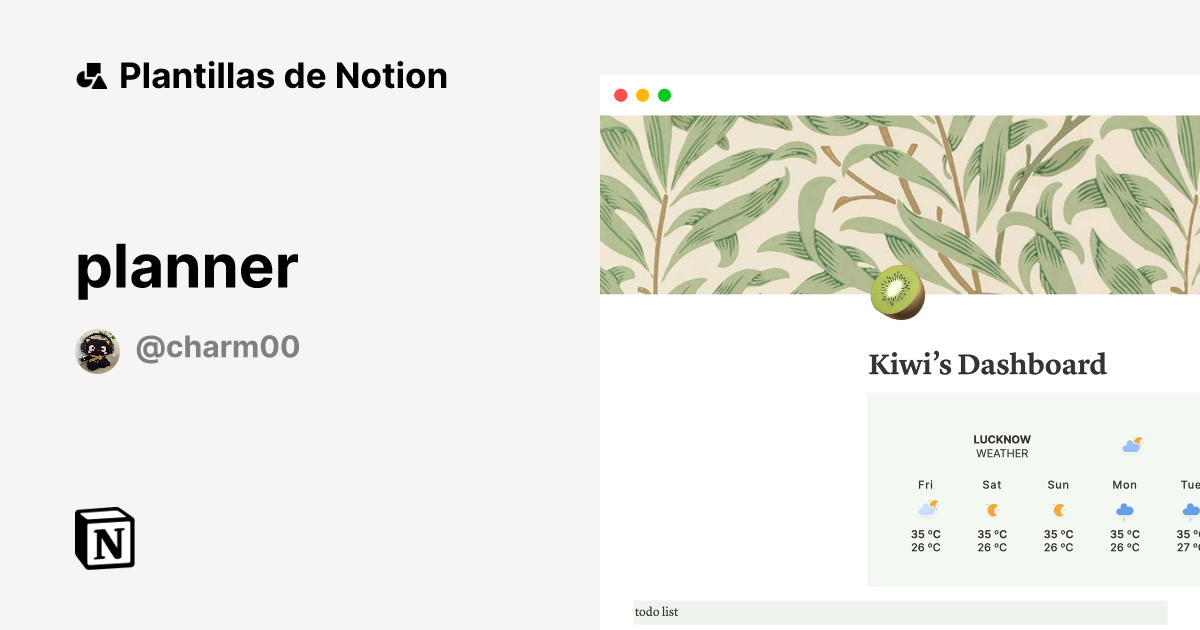 Plantilla planner de charm | Notion Marketplace