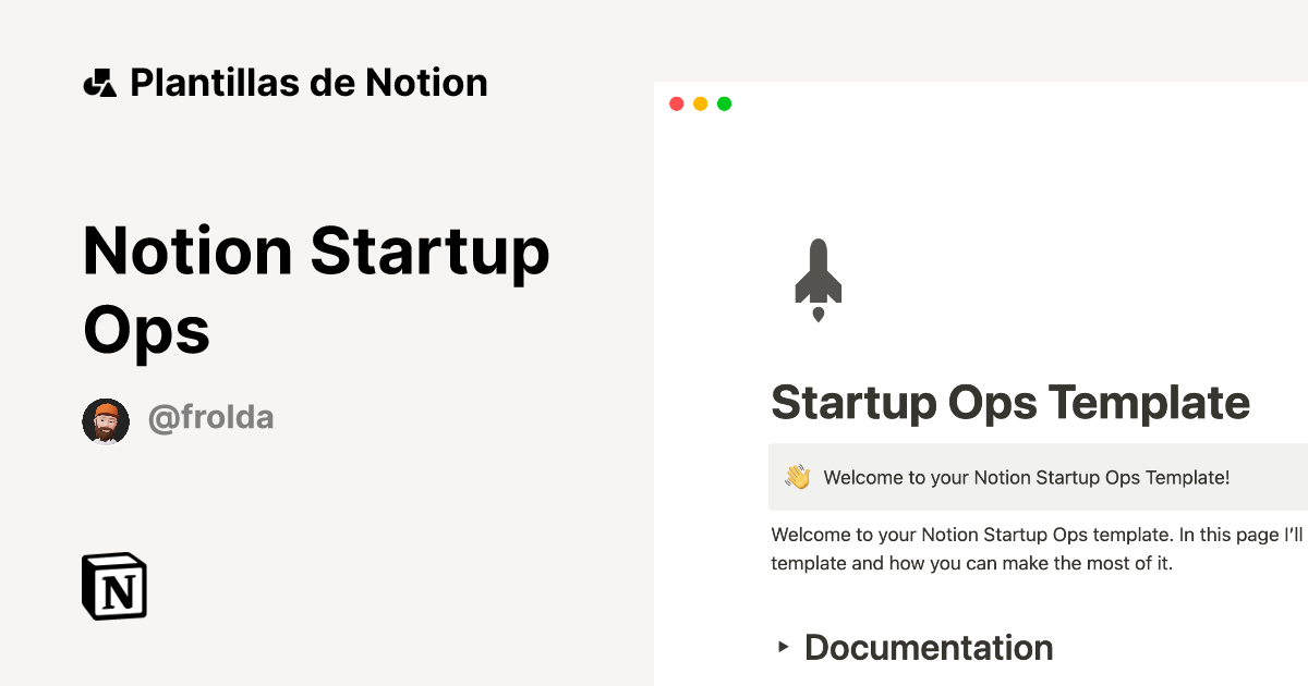 Plantilla Notion Startup Ops de Frolda | Notion Marketplace