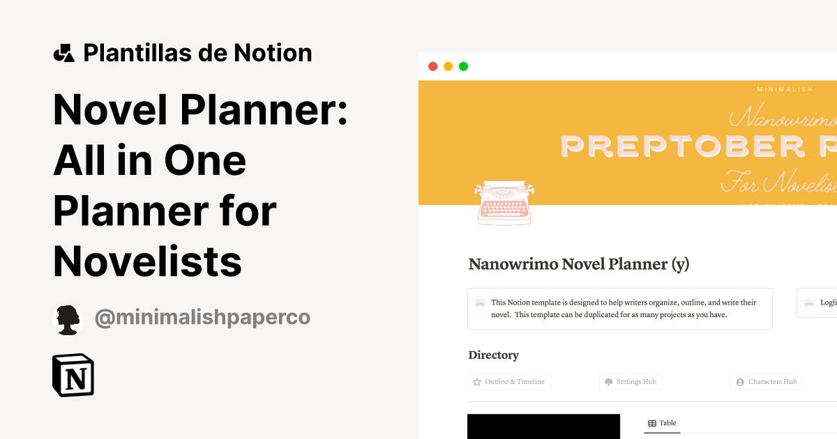 Plantilla Novel Planner: All in One Planner for Novelists de Jessica ...