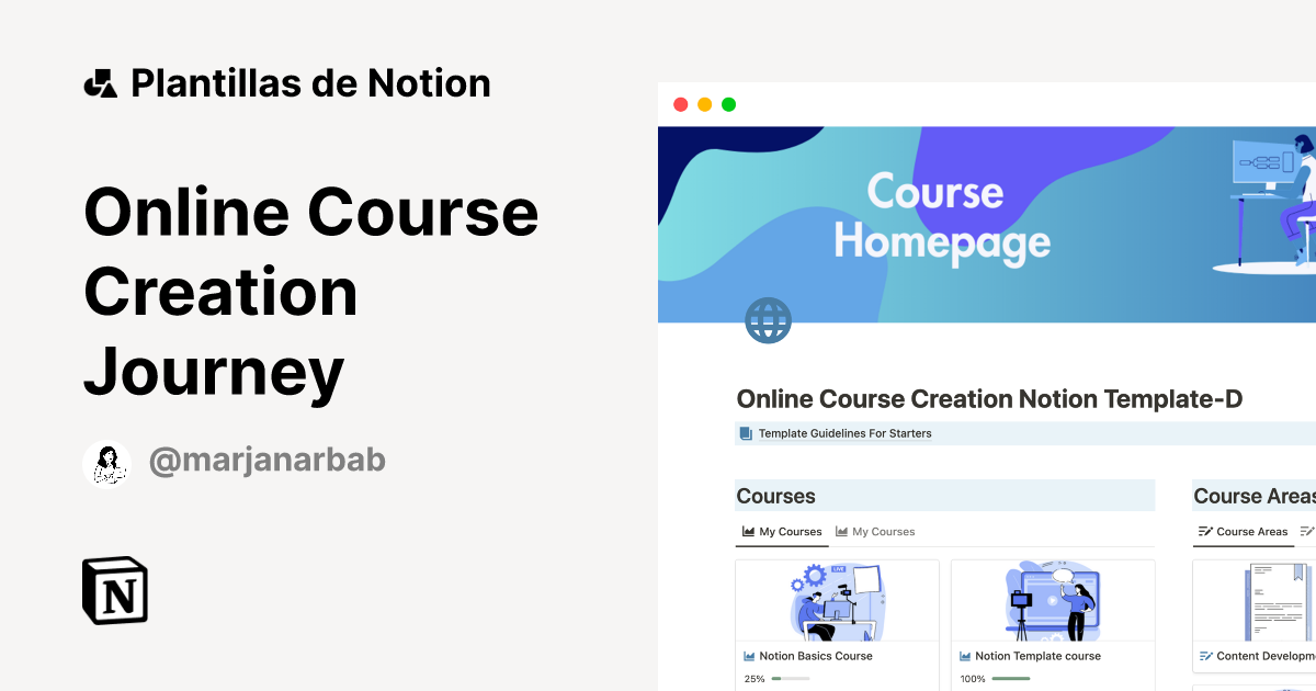 Plantilla Online Course Creation Journey | Notion Marketplace