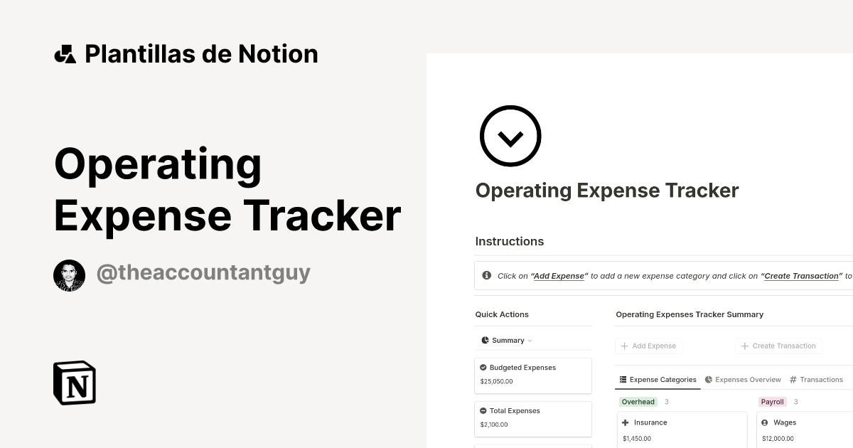 Plantilla Operating Expense Tracker | Notion Marketplace