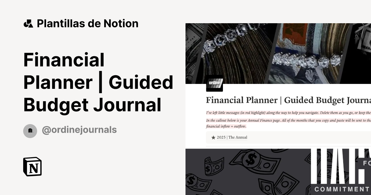 Plantilla Financial Planner | Guided Budget Journal | Notion Marketplace